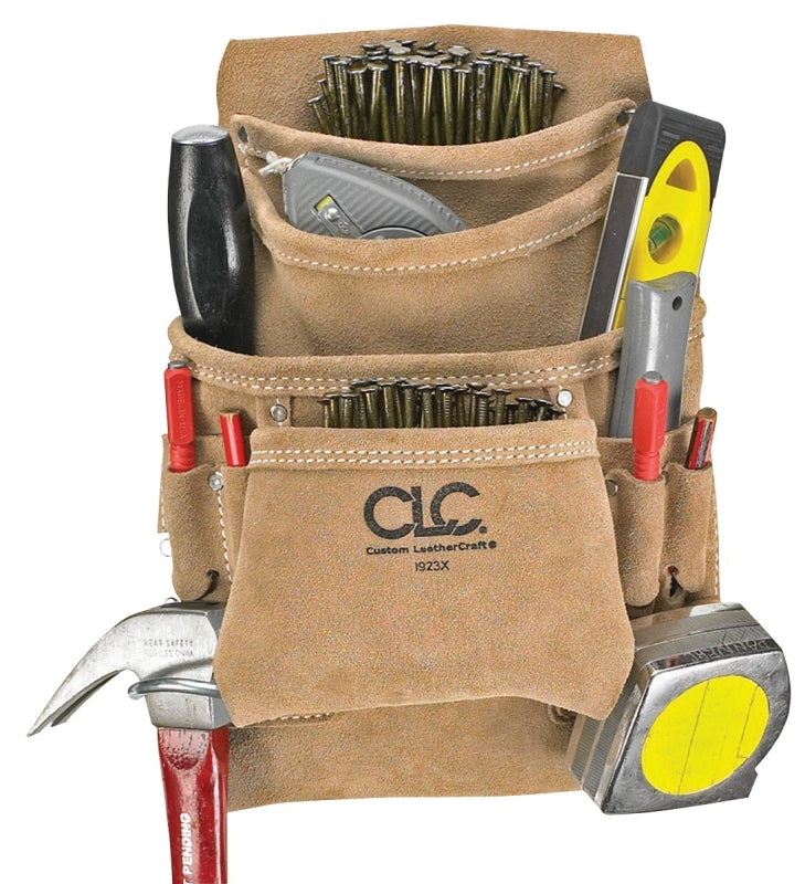 CLC Tool Works Series I923X Nail and Tool Bag, 10-Pocket, Suede Leathe ...
