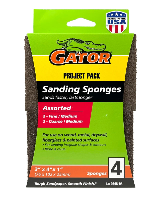 Gator 464805 Multi-Surface Sanding Sponge, 4 in L, 3 in W, Aluminum Ox ...