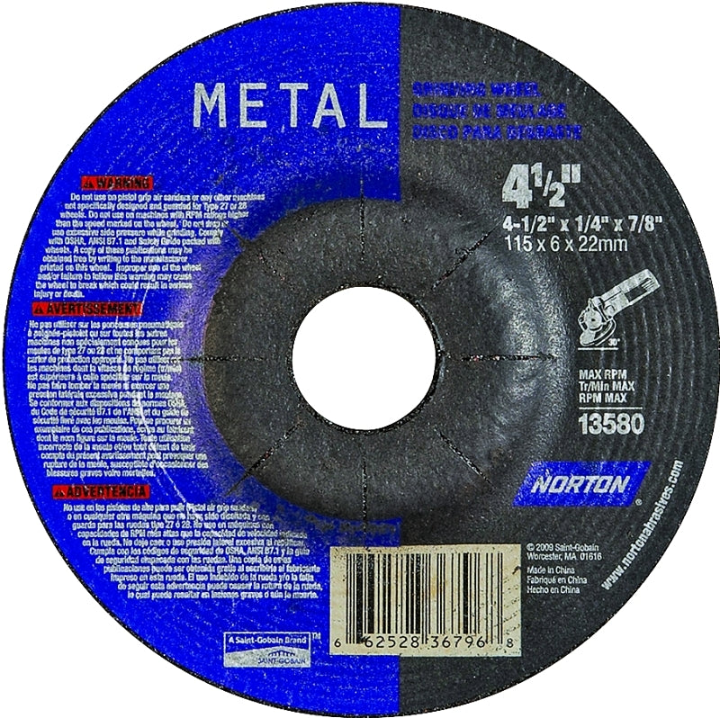 Norton 66252836796 Grinding Wheel, Applicable Materials: Carbon Steel ...