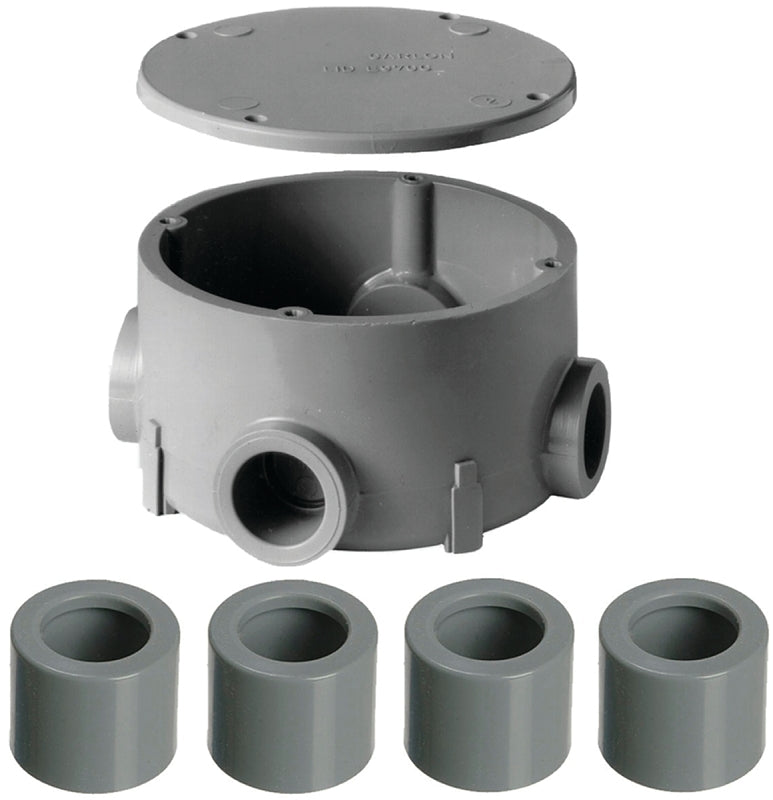 Carlon E970CDE-CTN Junction Box, 4 -Knockout, 1/2 in Knockout, PVC, Ce ...