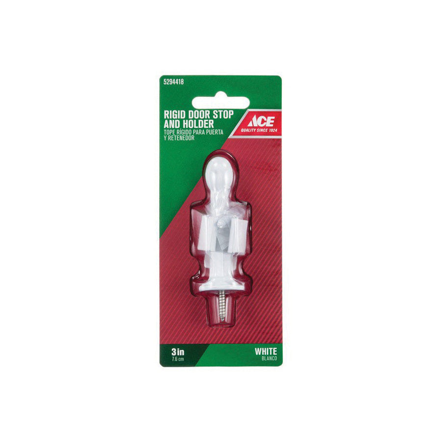 Ace Metal Rigid Door Stop with Holder 3 in. L White – Shell Lumber and ...