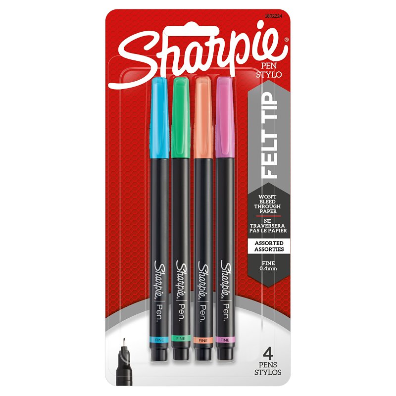 Sharpie 1802224 Permanent Pen Stylo, Assorted Lead/Tip, Fine Lead/Tip ...