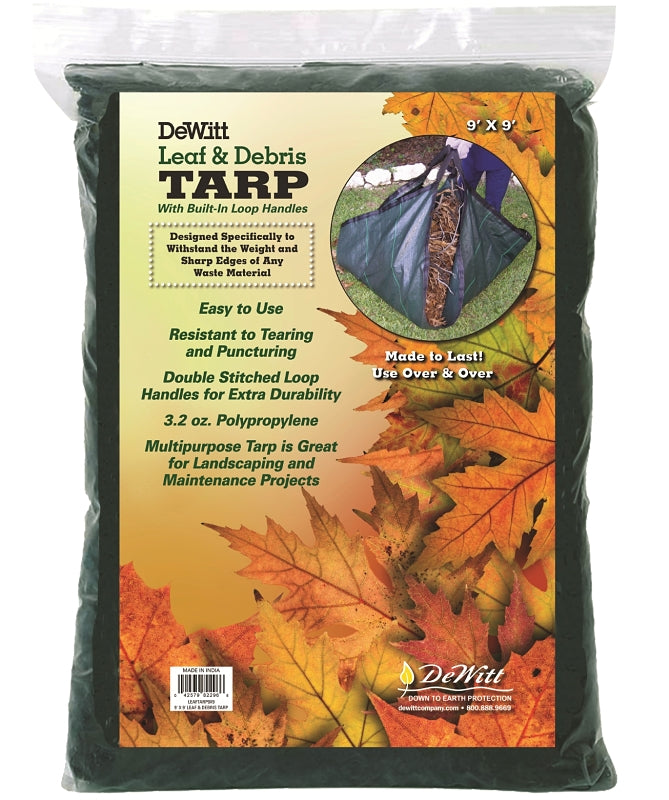 DeWitt LEAFTARP9X9-12 Leaf and Debris Tarp, 9 ft L, 9 ft W, Polypropyl ...