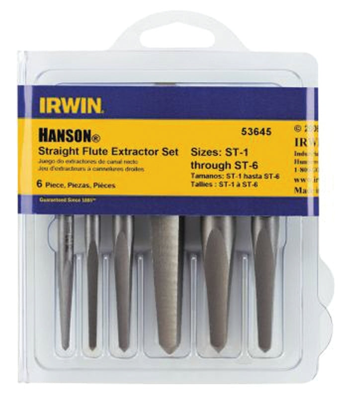Irwin 53635 Screw Extractor Set, 5-Piece, Steel, Specifications: Strai ...