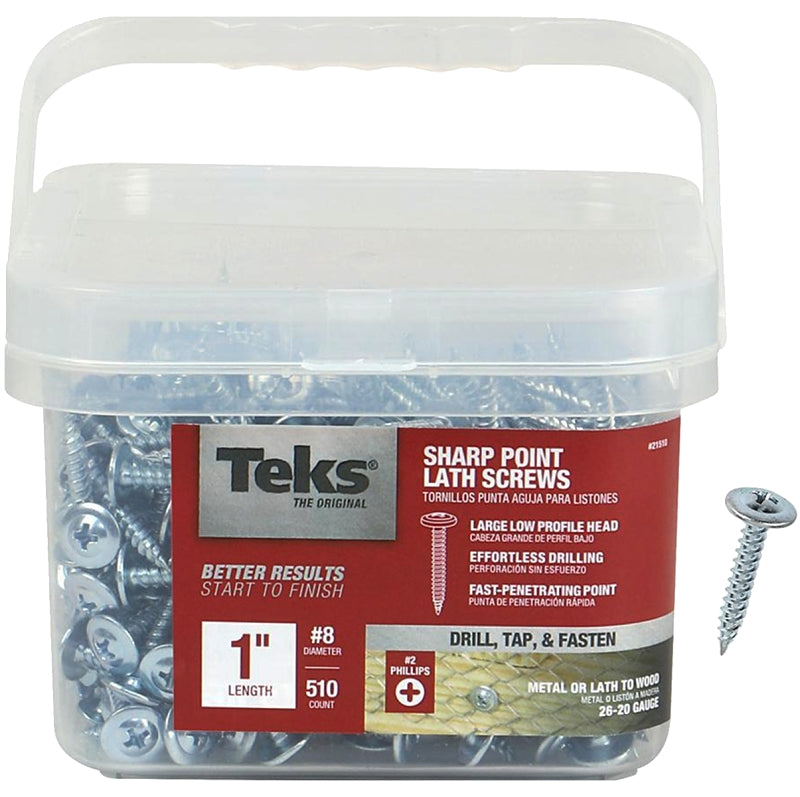 Teks 21510 Lath Screw, #8 Thread, Truss Head, Phillips Drive, Sharp Po ...