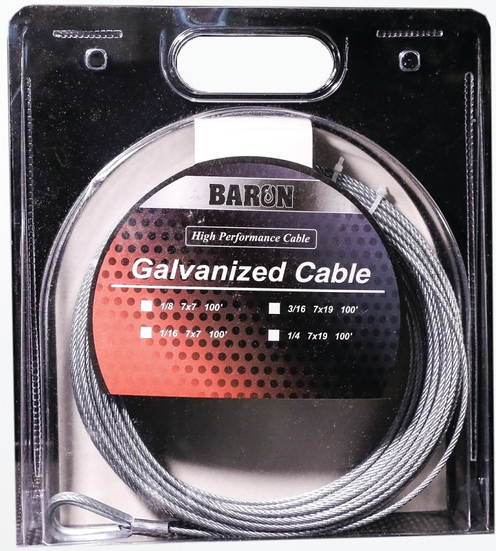 Baron 0 7005/50070 Aircraft Cable, 3/16 in Dia, 50 ft L, 740 lb Workin ...