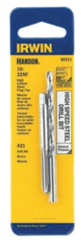 Irwin 80221 Tap and Drill Bit Set, HCS/HSS, #21 Drill Bit – Shell ...