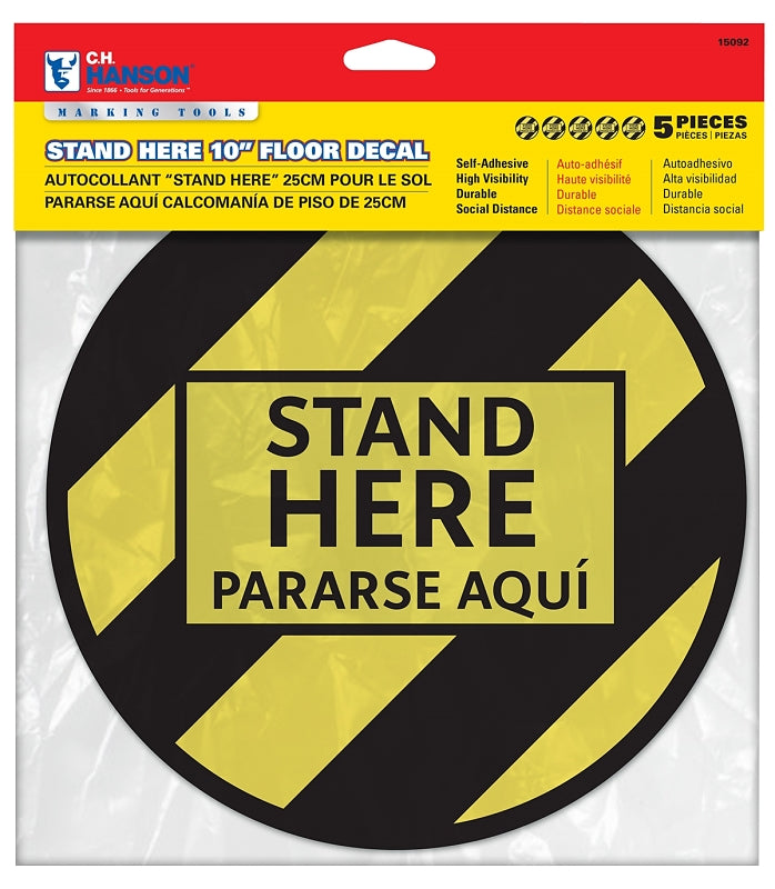 CH Hanson 15092 Stand Here Floor Decal, 10 in W, Black/Yellow – Shell ...