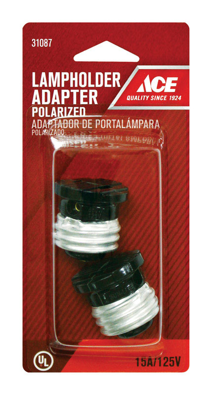 Ace Polarized Polarized Socket Adapter Black 15 amps 125 volts 2 pk ...