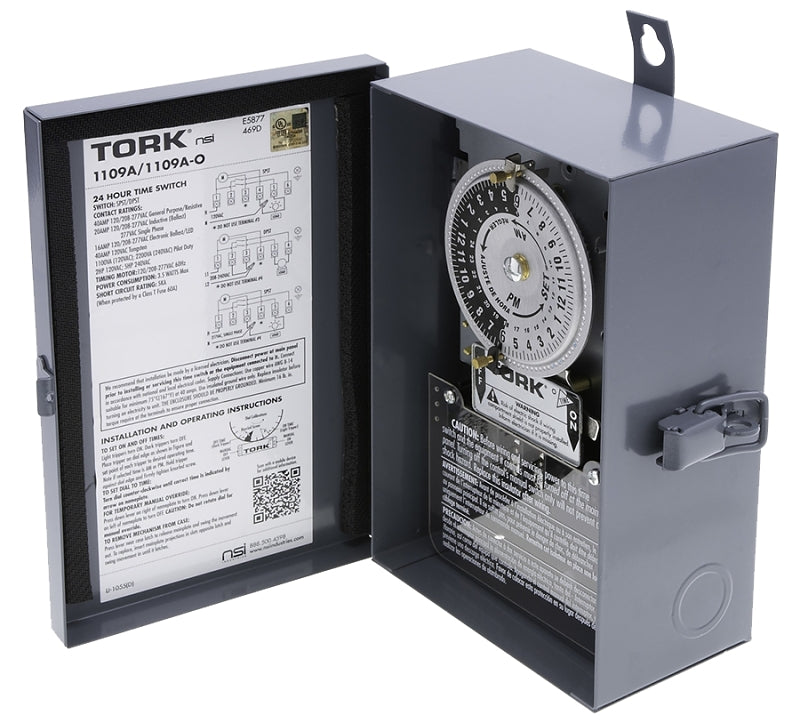 Tork 1109A Series 1109A-O Lighting Timer, 40 A, 120/208/277 VAC, 3 W ...