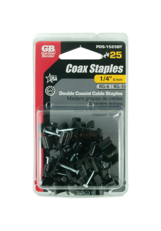 GB 1/4 in. W Zinc-plated Plastic Insulated Double Coaxial Staple 25 ...