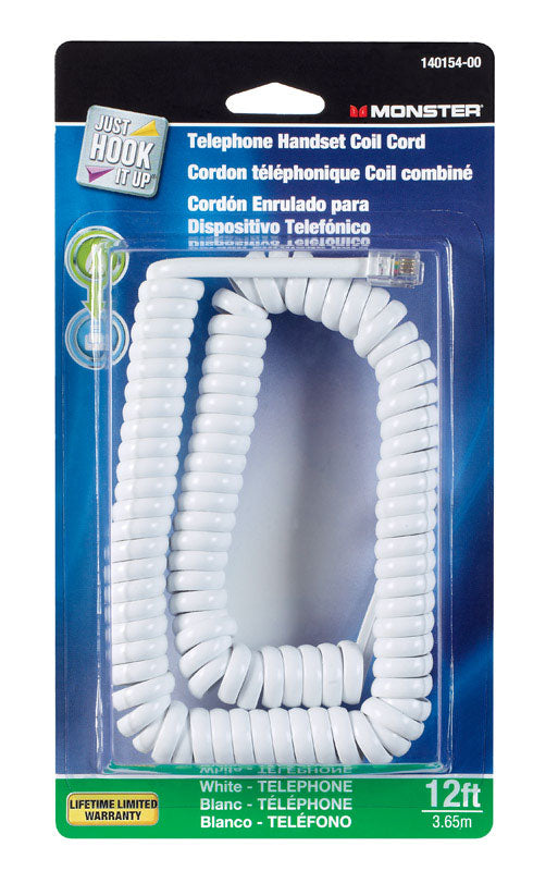 Monster Cable 12 ft. L White Telephone Handset Coil Cord – Shell Lumber ...
