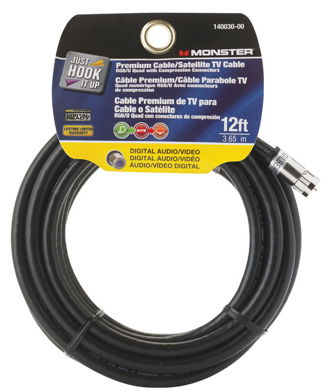 Monster Just Hookit Up 12 ft. L Weatherproof Video Coaxial Cable ...