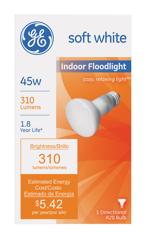 GE Incandescent Light Bulb 45 watts 310 lumens 2600 K Floodlight R20 M ...