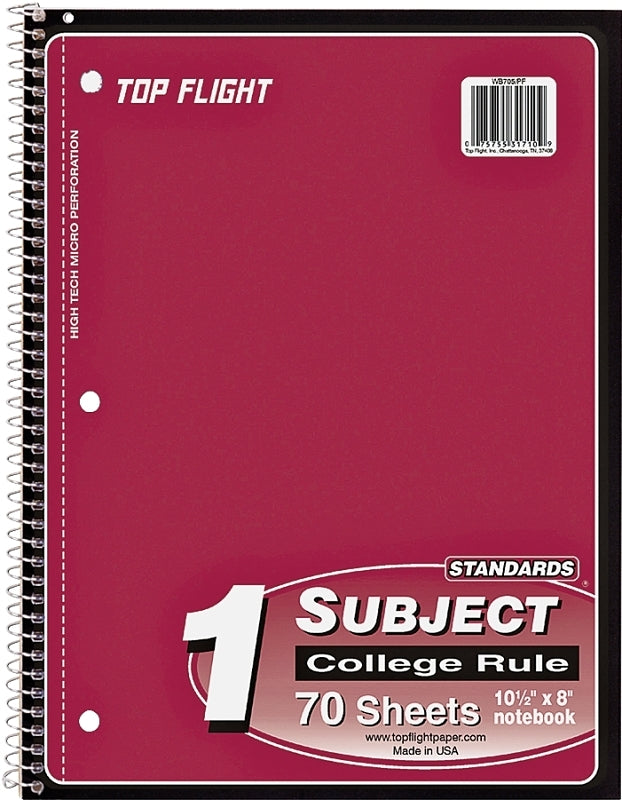 Top Flight WB705PFW Series 4510821 College Rule Notebook, Micro-Perfor ...