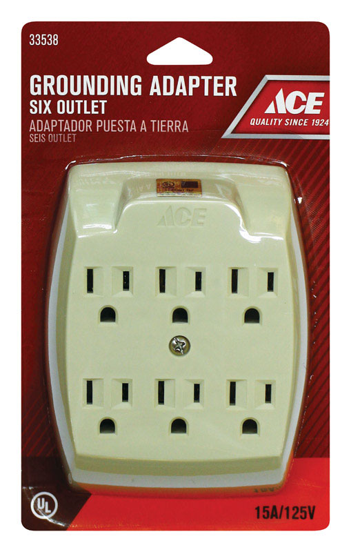 Ace Grounded 6-Outlet Adapter Ivory 15 amps 125 volts 1 pk – Shell ...