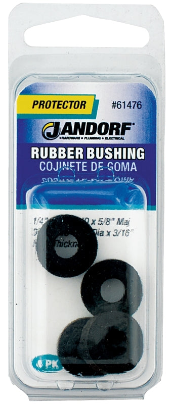 Jandorf 61476 Conduit Bushing, 1/4 in ID, 1/4 in Dia Cable, Rubber, Bl ...
