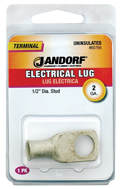 Jandorf 60766 Electrical Lug, 2 AWG Wire, 1/2 in Stud, Copper Contact ...