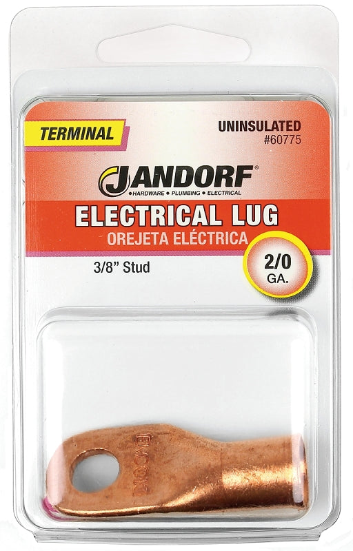Jandorf 60775 Electrical Lug, 2/0 AWG Wire, 3/8 in Stud, Copper Contac ...