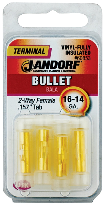 Jandorf 60853 Bullet Adapter, 600 V, 16 to 14 AWG Wire, Vinyl Insulati ...