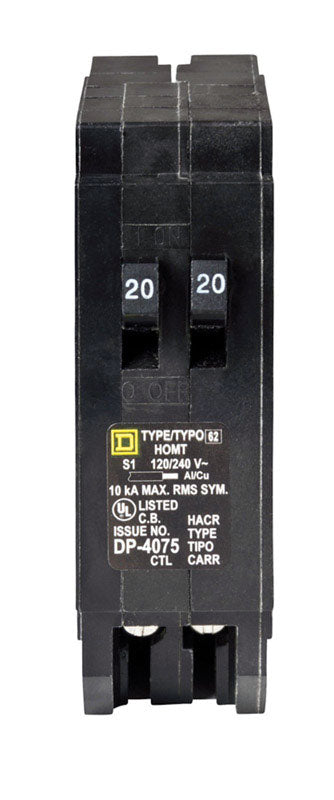 Square D HomeLine Tandem/Single Pole 20/20 amps Circuit Breaker – Shell ...