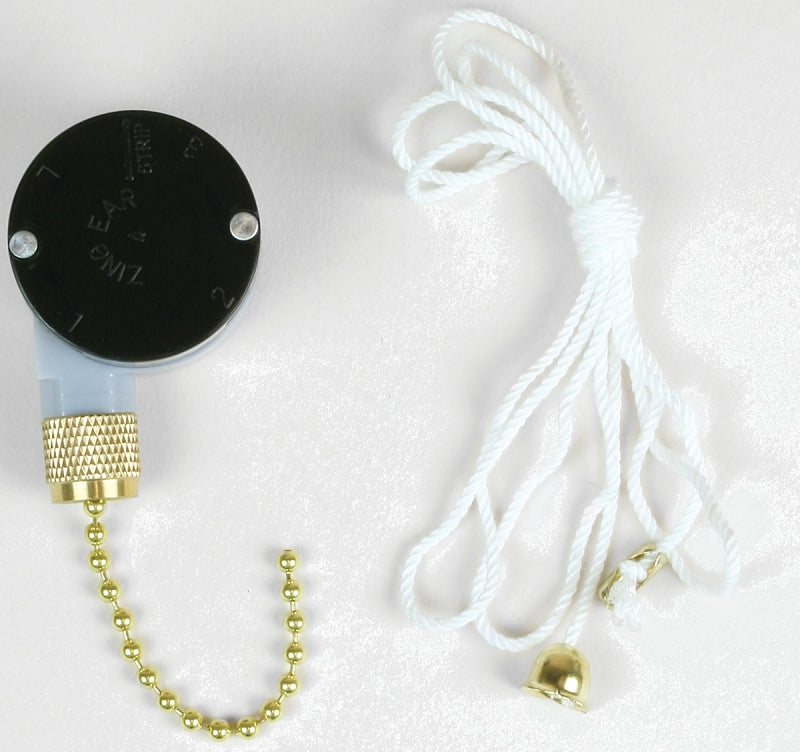 Jandorf 60306 3-Speed Pull Chain Switch, 3 -Pole, 250 V, 3 A, Black, B ...