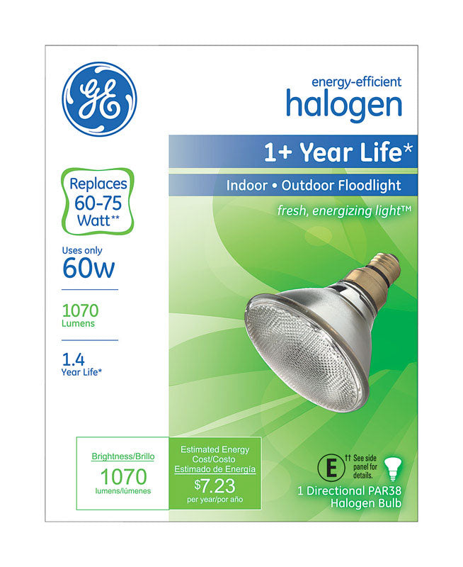 GE Halogen Light Bulb 60 watts 1070 lumens Floodlight PAR38 Medium Bas ...