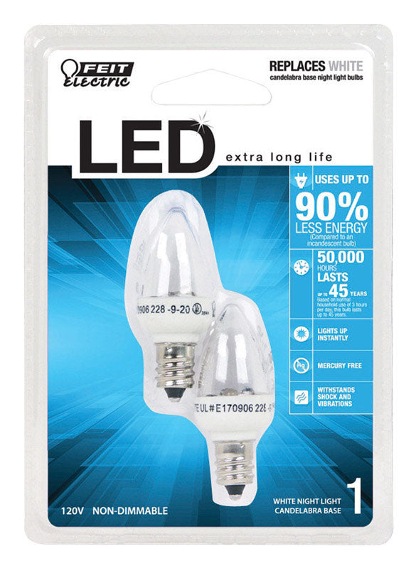 FEIT Electric LED Night Light Bulb Below 1 watts 3500 K Candelabra (E1 ...