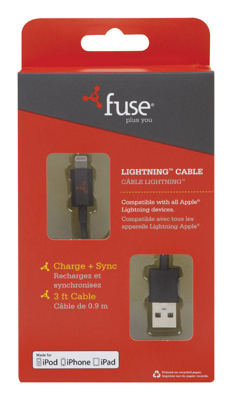 Fuse 3 ft. L Lightning Cable 1 – Shell Lumber and Hardware