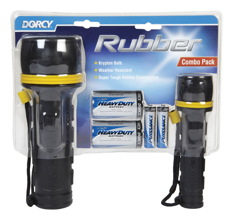 Dorcy Rubber Flashlight Krypton AA/D Assorted – Shell Lumber and Hardware