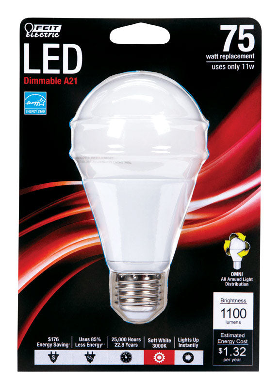 FEIT Electric LED Bulb 11 watts 1100 lumens 3000 K Medium Base (E26) A ...