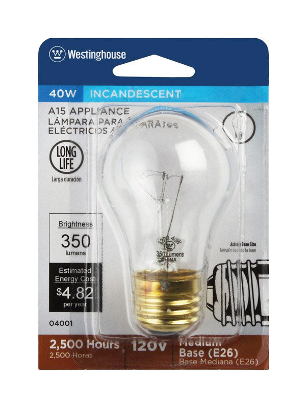 Westinghouse Incandescent Light Bulb 40 watts 350 lumens 2700 K A-Line ...