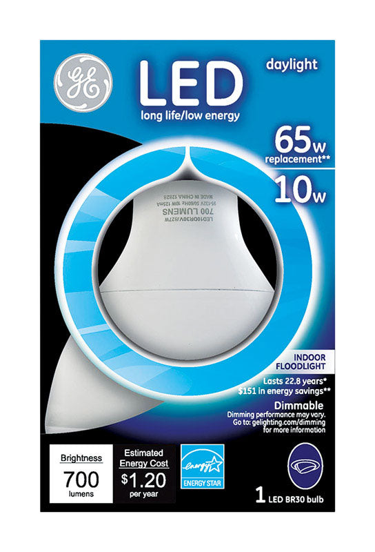 GE LED Bulb 10 watts 700 lumens 5000 K Medium Base (E26) BR30 Daylight ...