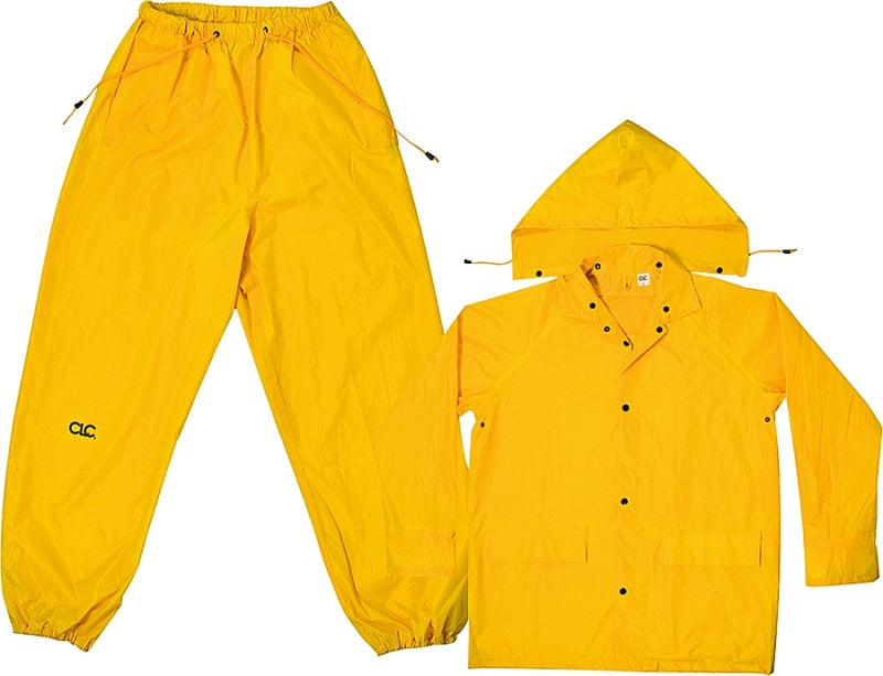 CLC R102M Rain Suit, M, 170T Polyester, Yellow, Detachable Collar ...