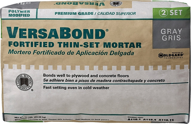 Custom VersaBond Flex MTSG50 Series Thin-Set Mortar, Gray, Powder, 50 ...