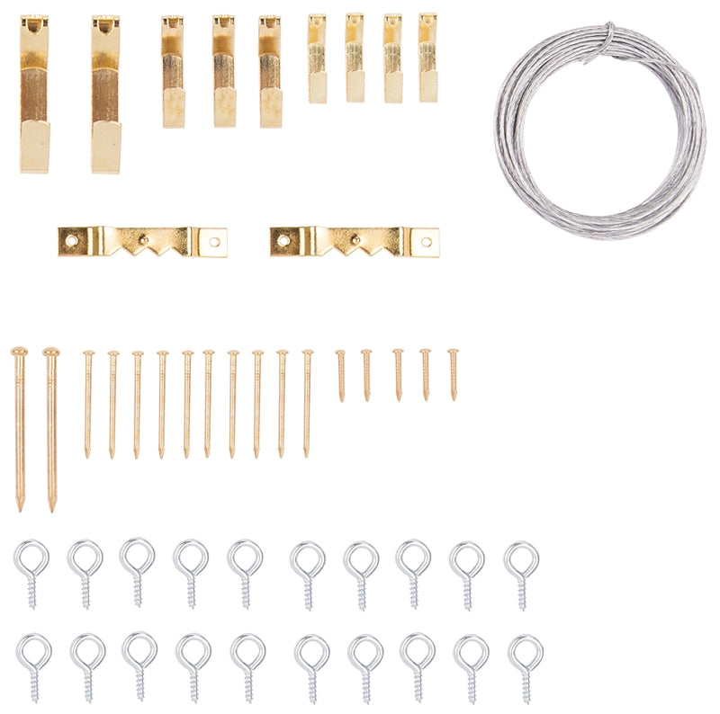 ProSource PH-82109-PS Picture Hanger Kit, Steel, Brass, Brass, 39-Piec ...