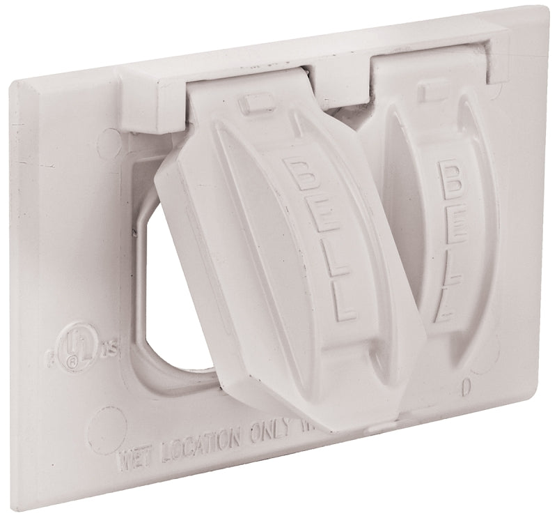 Hubbell 5180-1 Cover, 2-13/16 in L, 4-9/16 in W, Aluminum, White, Powd ...