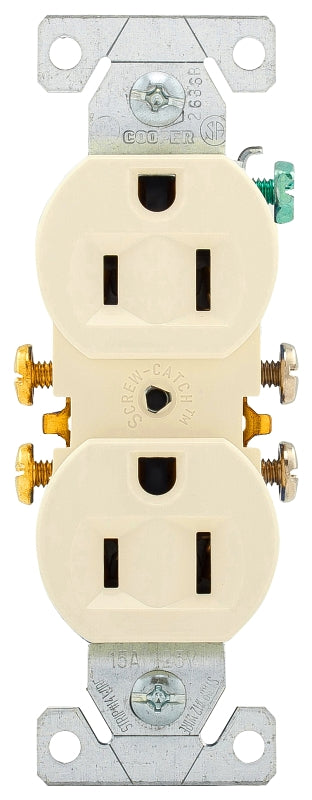 Eaton Wiring Devices 270LA Duplex Receptacle, PVC, Light Almond, 2-Pol ...