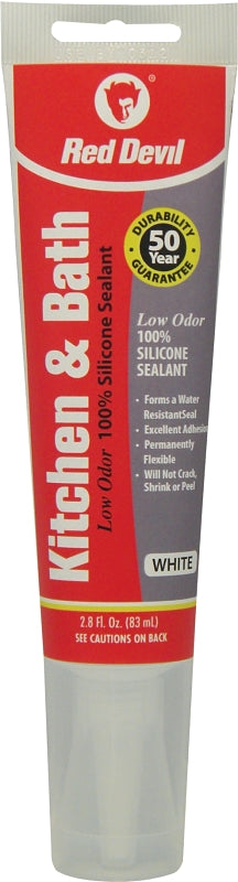 Red Devil 0883 Silicone Sealant, White, 24 hr Curing, -60 to 400 deg F ...