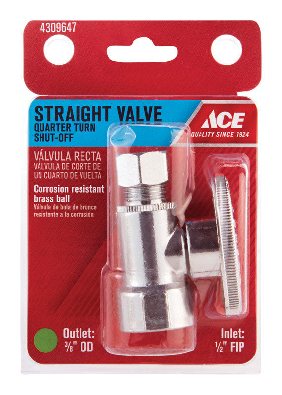Ace 1/2 in. Dia. x 3/8 in. Dia. Brass Shut-Off Valve – Shell Lumber and ...