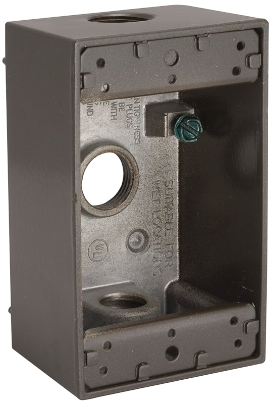 Hubbell 5320-7 Weatherproof Box, 8.3 cu-in, 3-Outlet, 1-Gang, Aluminum ...