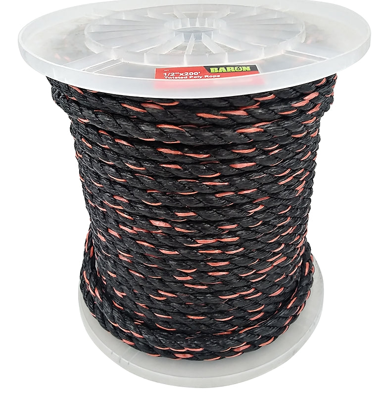 Baron 54613 Rope, 1/2 in Dia, 200 ft L, 420 lb Working Load, Polypropy ...