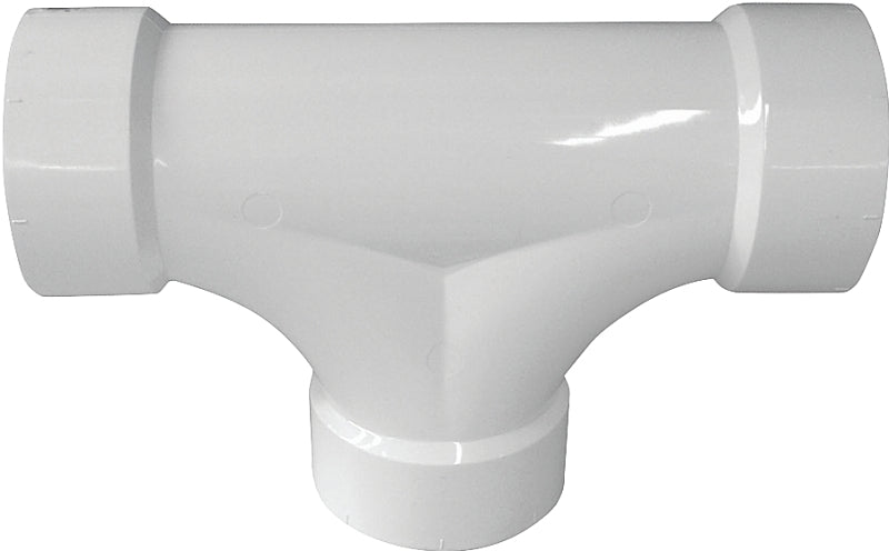 Canplas 193724 2-Way Cleanout Pipe Tee, 4 in, Hub, PVC, White – Shell ...