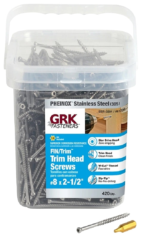 GRK Fasteners FIN/Trim 61730 Finishing Screw, #8 Thread, 2-1/2 in L, W ...
