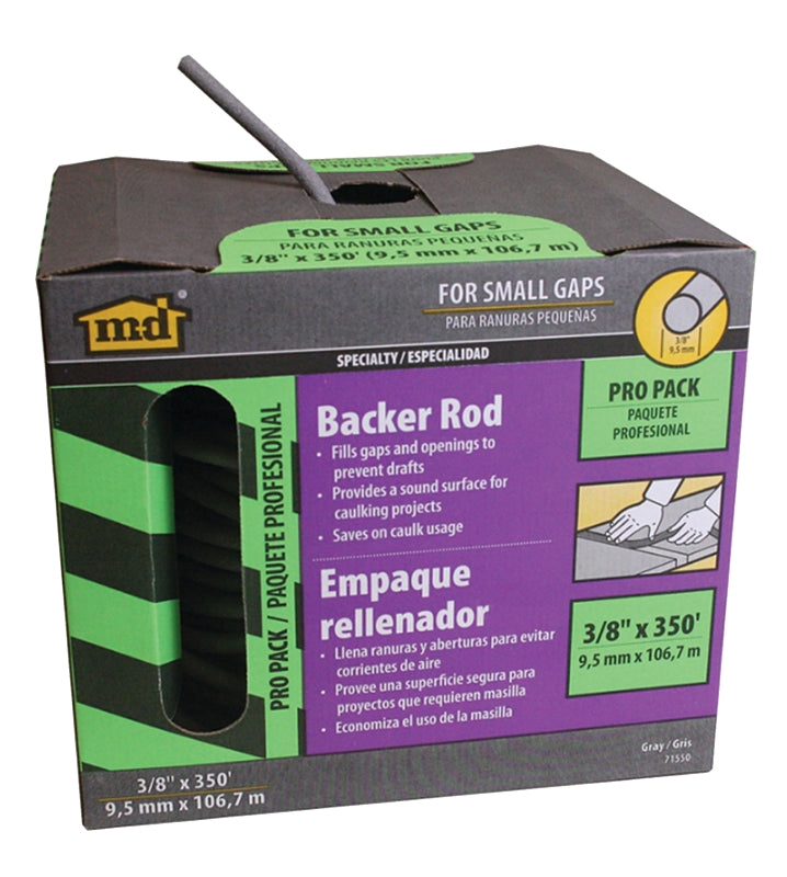 M-D 71550 Backer Rod, 3/8 in Dia, 350 ft L, Polyethylene, Gray – Shell ...