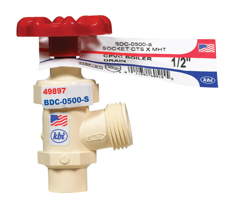 KBI 1/2 in. Dia. x 3/4 in. Dia. CPVC Boiler Drain Valve 150 psi – Shell ...