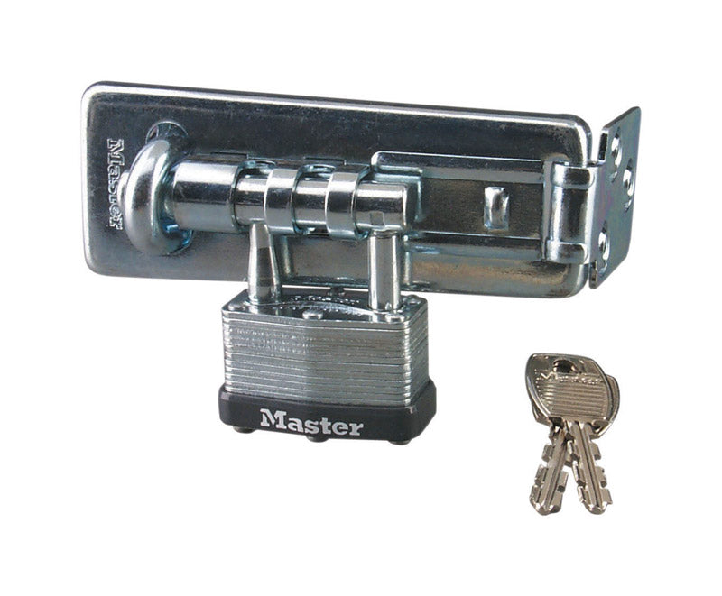 Master Lock Bright Laminated Steel Hasp and Padlock 4-1/2 in. L – Shell ...