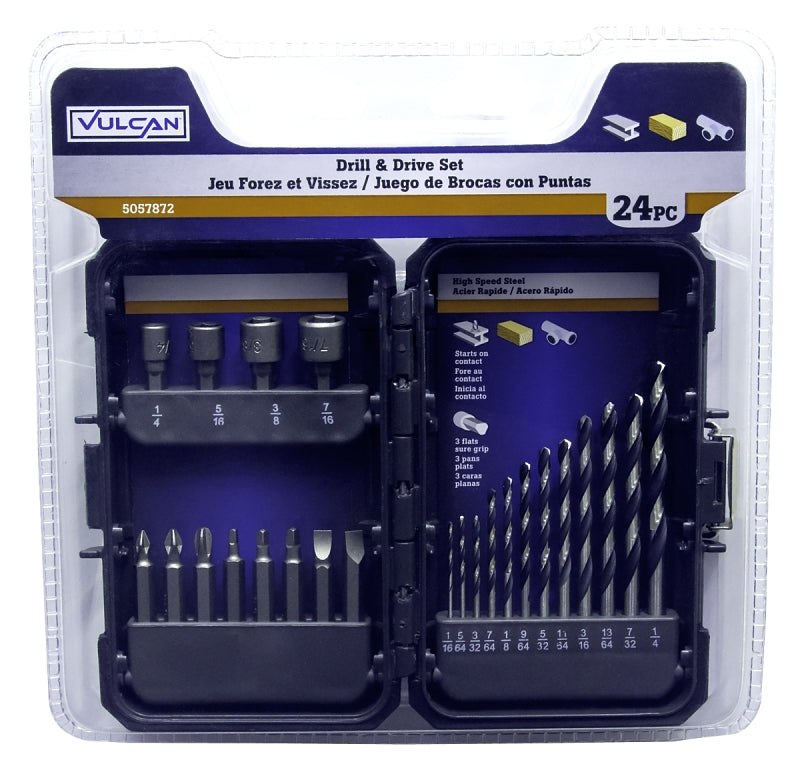 Vulcan 870840OR Drill Bit Set, 24-Piece, S2 Steel, Chrome Molybdenum/S ...