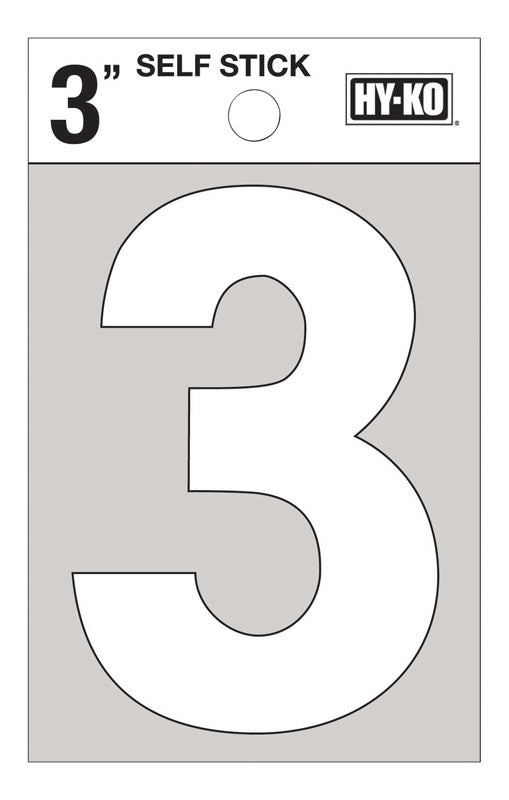 Hy-Ko Self-Adhesive White 3 in. Reflective Vinyl Number 3 – Shell ...