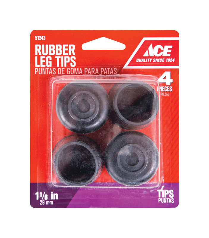 Ace Rubber Round Leg Tip Black 1-1/8 in. W 4 pk – Shell Lumber and Hardware